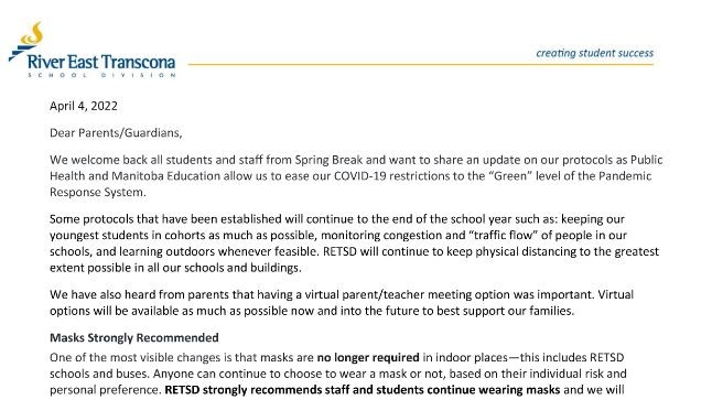 Letter to Parents/Guardians